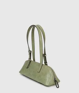 KL JEANS Croc Effect Elongated Shoulder Bag - Tea