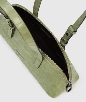 KL JEANS Croc Effect Elongated Shoulder Bag - Tea