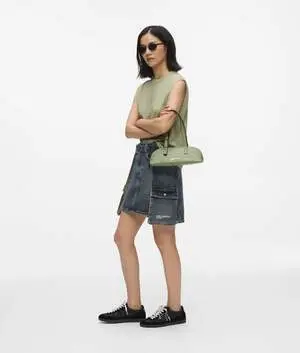 KL JEANS Croc Effect Elongated Shoulder Bag - Tea