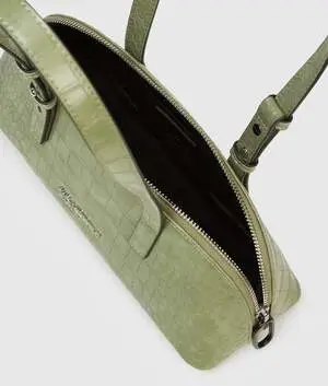 KL JEANS Croc Effect Elongated Shoulder Bag - Tea