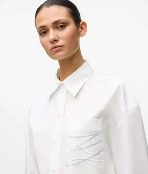 Karl Lagerfeld Autograph Embroidered Organic Cotton Shirt