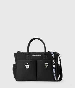 Karl Lagerfeld Baby Ikon Karl And Choupette Diaper Bag - Black