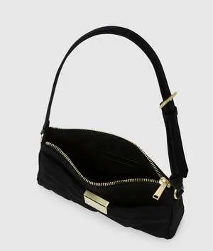 Karl Lagerfeld X Amber Valletta Quilted Canvas Shoulder Bag - Black
