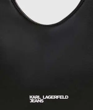 Karl Lagerfeld Rounded Leather Hobo Bag - Black