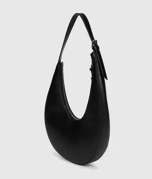 Karl Lagerfeld Rounded Leather Hobo Bag - Black