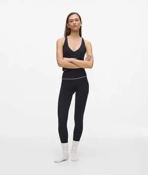 Karl Lagerfeld Contrast Piping Athleisure Leggings - Black