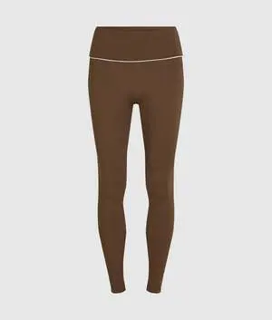 Karl Lagerfeld Contrast Piping Athleisure Leggings - Chestnut