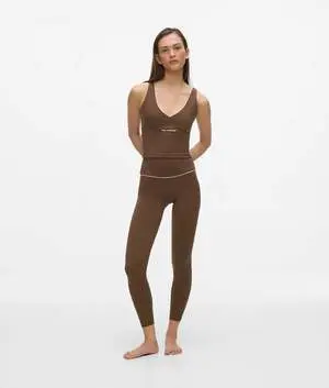 Karl Lagerfeld Contrast Piping Athleisure Leggings - Chestnut