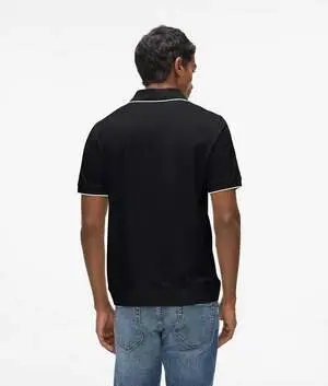 Karl Lagerfeld Zipped Polo Shirt - Black