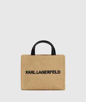 Karl Lagerfeld Karl Lagerfeld Small Square Woven Beach Bag Natural