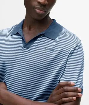 Karl Lagerfeld Striped Knit Polo Shirt