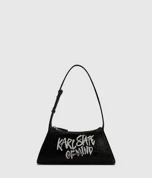 KL JEANS Jeans Croc-effect Small Shoulder Bag - Black