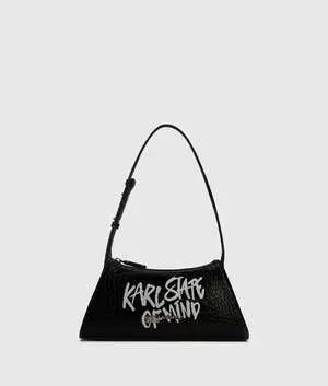 Karl Lagerfeld Croc-effect Shoulder Bag - Black