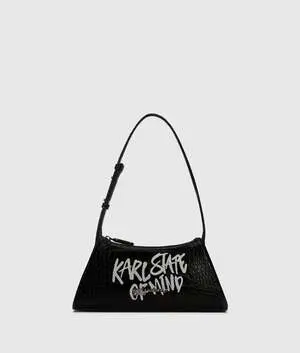 Karl Lagerfeld Croc-effect Shoulder Bag - Black