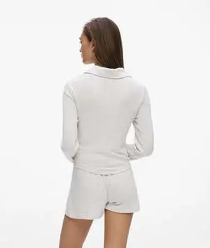 Karl Lagerfeld Faux-pearl Loungewear Cardigan - Light Grey Mel