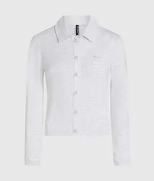 Karl Lagerfeld Faux-pearl Loungewear Cardigan - Light Grey Mel