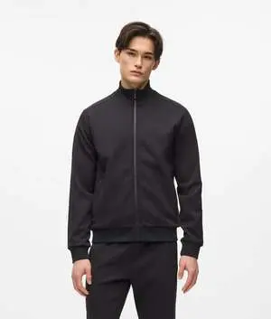 Karl Lagerfeld Logo Tape Zip-up Sweatshirt - Black