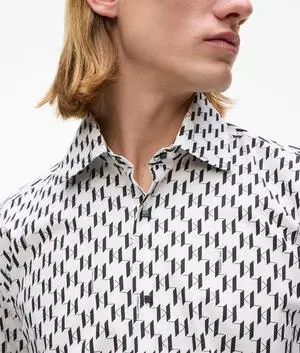 Karl Lagerfeld All-over Monogram Shirt - White/black