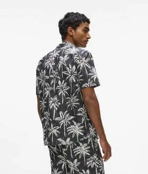 Karl Lagerfeld Palm-print Short-sleeved Shirt
