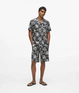 Karl Lagerfeld Palm-print Short-sleeved Shirt