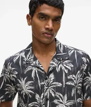 Karl Lagerfeld Palm-print Short-sleeved Shirt