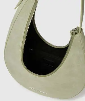 Karl Lagerfeld Rounded Suede Hobo Bag - Tea