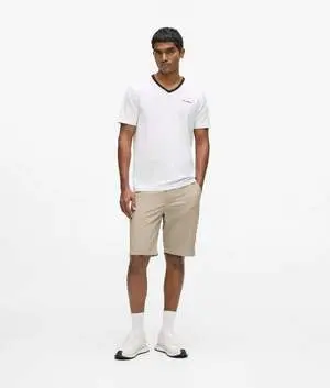Karl Lagerfeld Tailored Bermuda Shorts With Monogram Detail - Sand