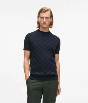 Karl Lagerfeld Short-sleeved Textured Sweater - Night Blue