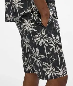 Karl Lagerfeld Palm Print Cotton Shorts