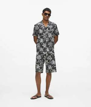Karl Lagerfeld Palm Print Cotton Shorts