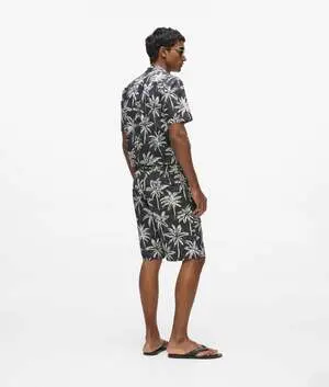 Karl Lagerfeld Palm Print Cotton Shorts