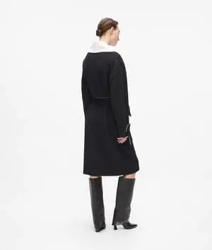 Karl Lagerfeld Classic Wool Blend Coat With Contrasting Collar