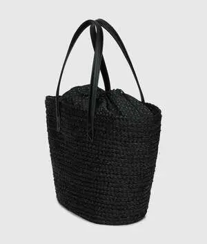 Karl Lagerfeld Autograph Raffia Beach Tote - Black