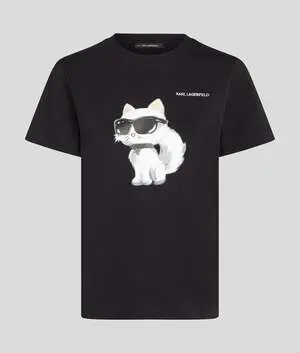 Karl Lagerfeld Organic Cotton T-shirt With Ikon Choupette Graphic