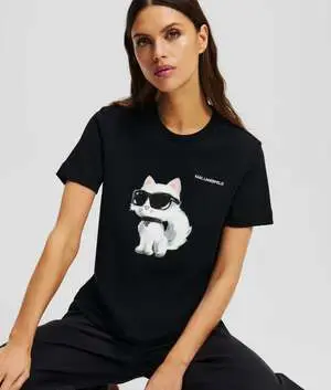 Karl Lagerfeld Organic Cotton T-shirt With Ikon Choupette Graphic