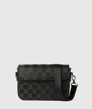 Karl Lagerfeld Monogram Checkerboard Crossbody Bag - Black
