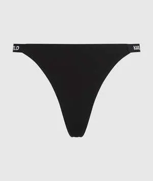 Karl Lagerfeld Logo High-leg Thong - Black