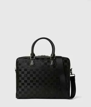 Karl Lagerfeld Monogram Checkerboard Laptop Bag - Black
