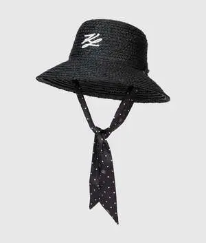 Karl Lagerfeld Autograph Raffia Beach Bucket Hat