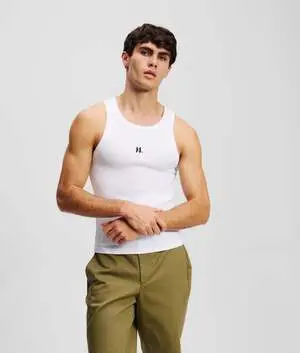 Karl Lagerfeld Monogram Ribbed Organic Cotton Tank Top