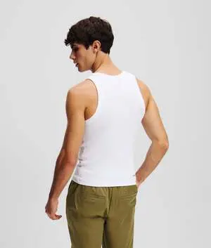 Karl Lagerfeld Monogram Ribbed Organic Cotton Tank Top