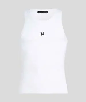 Karl Lagerfeld Monogram Ribbed Organic Cotton Tank Top