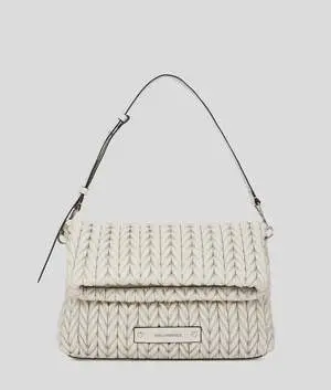 Karl Lagerfeld K/weave Large Shoulder Bag - Cement