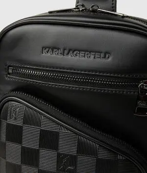 Karl Lagerfeld Monogram Checkerboard Vertical Crossbody Bag