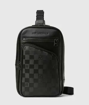 Karl Lagerfeld Monogram Checkerboard Vertical Crossbody Bag - Black