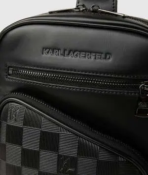 Karl Lagerfeld Monogram Checkerboard Vertical Crossbody Bag