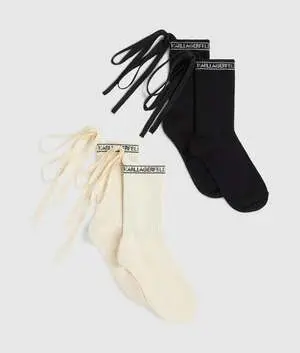 Karl Lagerfeld Logo Lace-up Socks 2-pack