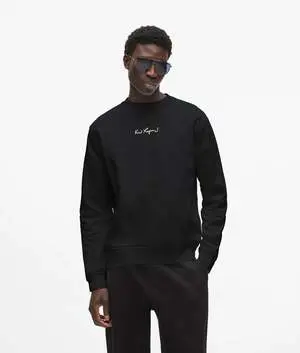 Karl Lagerfeld Cotton Blend Sweatshirt With Graphic Portrait Print - Black