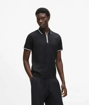 Karl Lagerfeld Contrast Piping Polo Shirt - Black