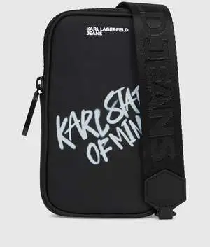 KL JEANS Jeans Printed Polyurethane Pouch - Black